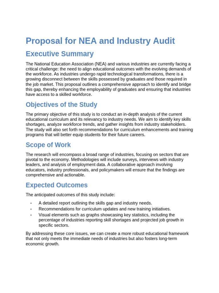 Proposal for NEA and Industry Audit | PDF | Methodology | Audit