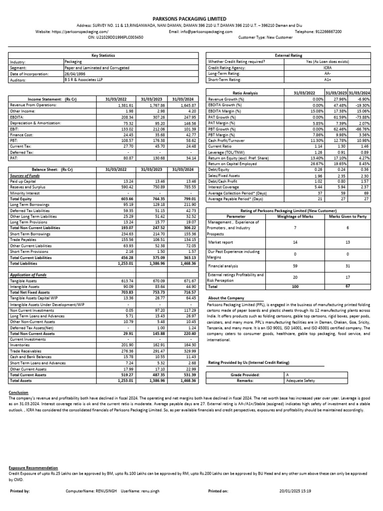 Parksons Packaging Financial Overview 2024 | PDF | Equity (Finance ...