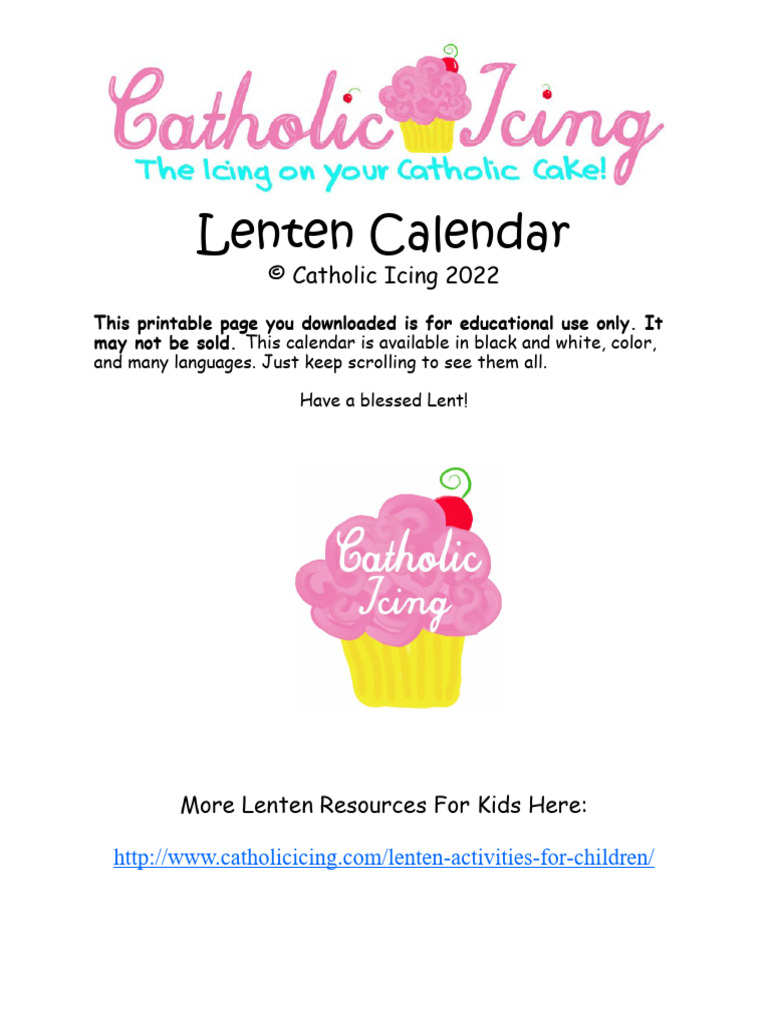 Printable Lenten Calendar for Kids | PDF