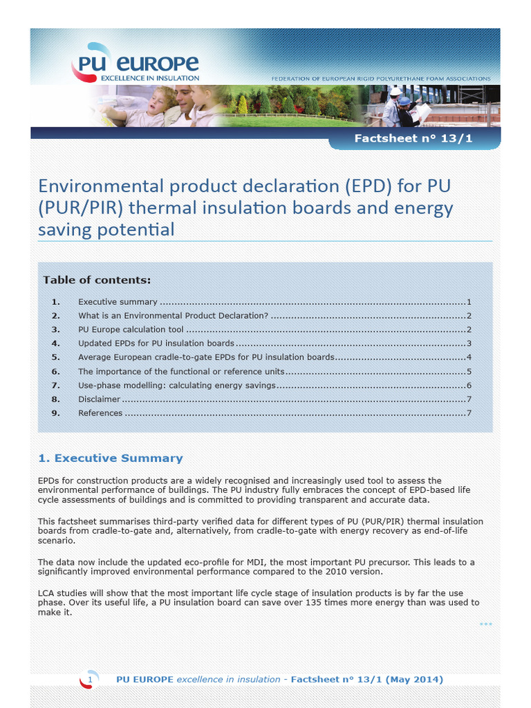 PU Europe - 2014 - Environmental Product Declaration (EPD) For PU (PU ...