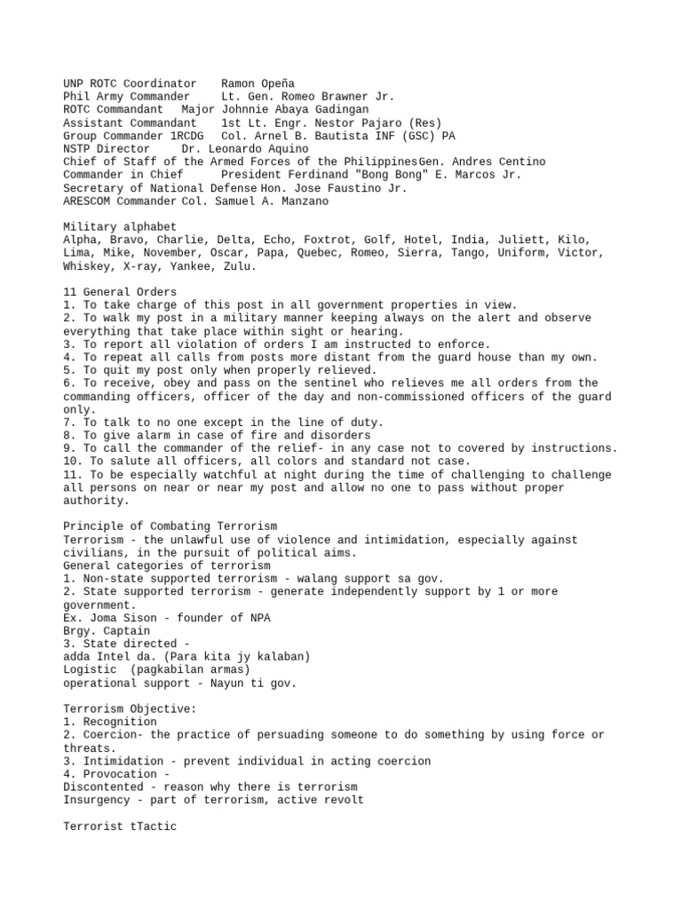 ROTC Reviewer | PDF | Lieutenant | Military