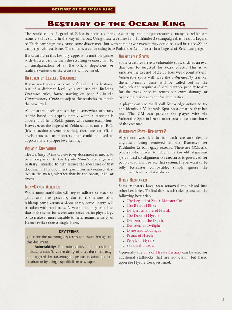 Bestiary of The Ocean King | PDF | Predation