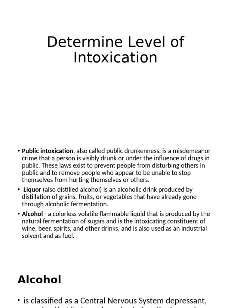 Determine Level of Intoxication | PDF