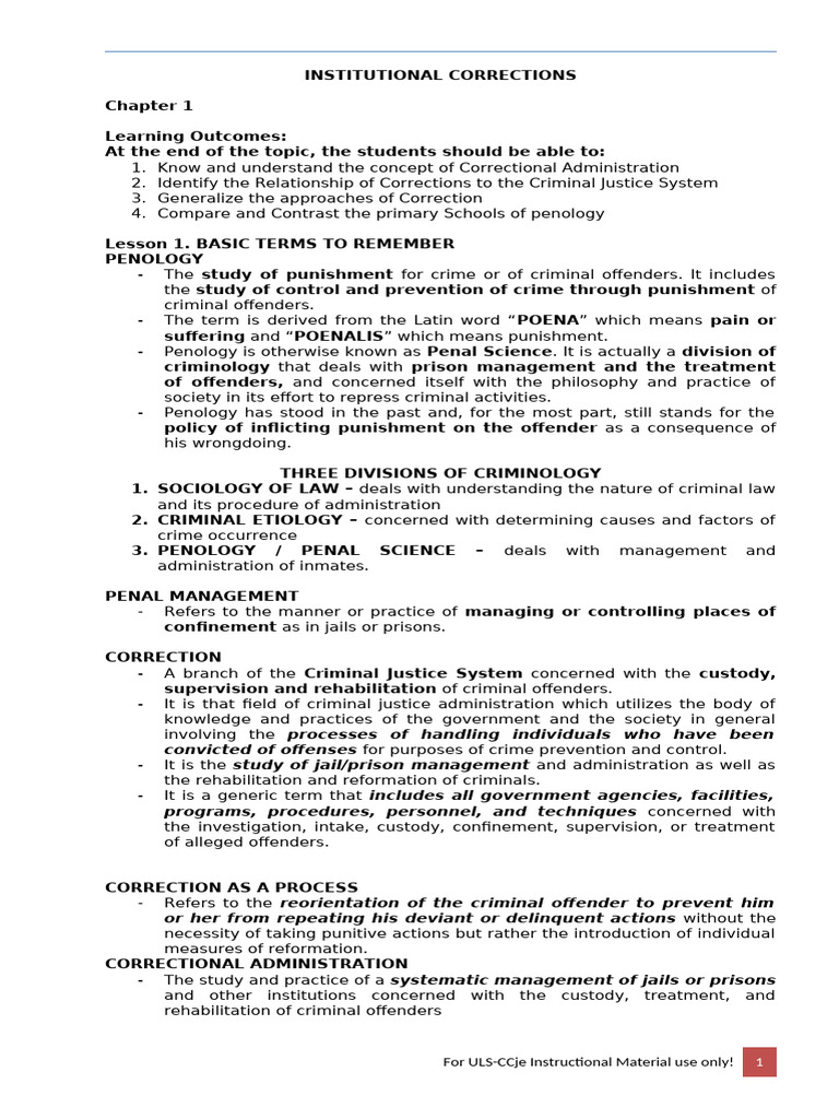 Institutional Corrections | PDF | Prison | Crimes
