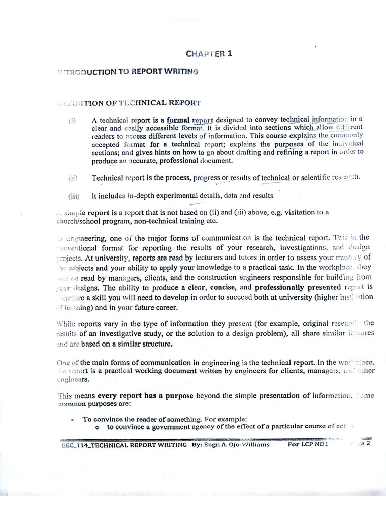 INTRODUCTION TO REPORT WRITING FEN 401 | PDF