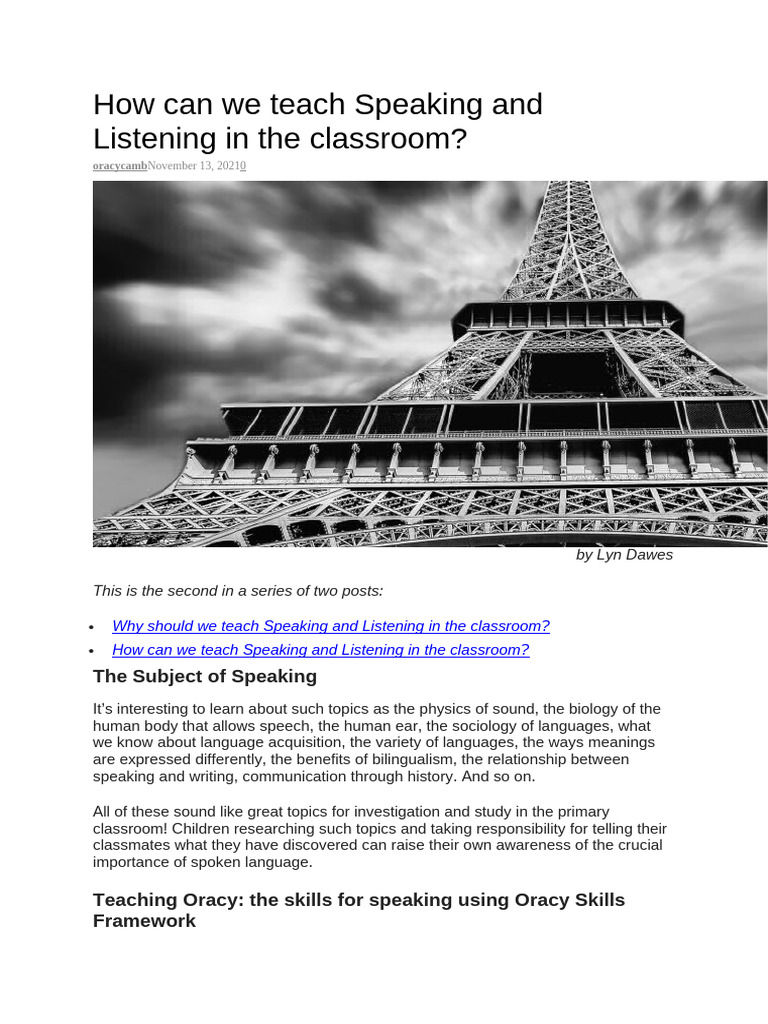 Teaching Speaking and Listening Skills | PDF | Curriculum | Conversation