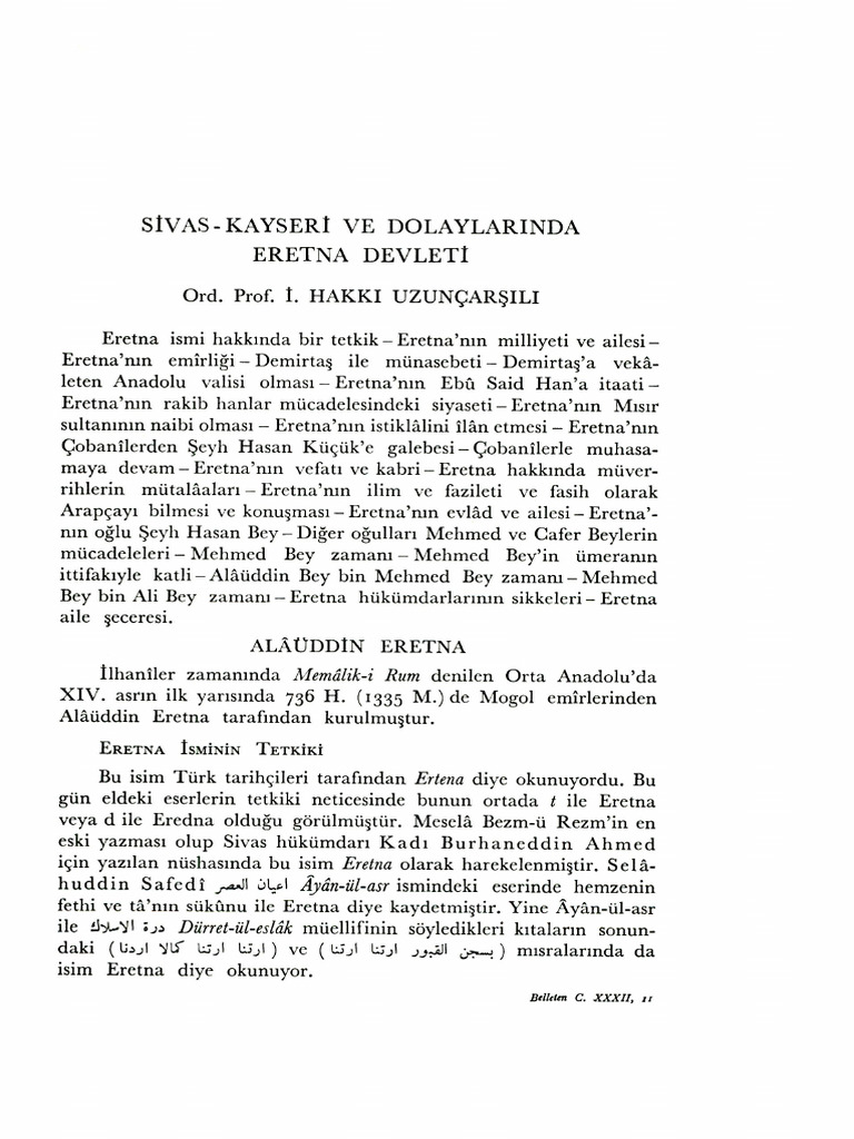 Sivas - Kayseri Ve Dolaylarında Eretna Devleti | PDF