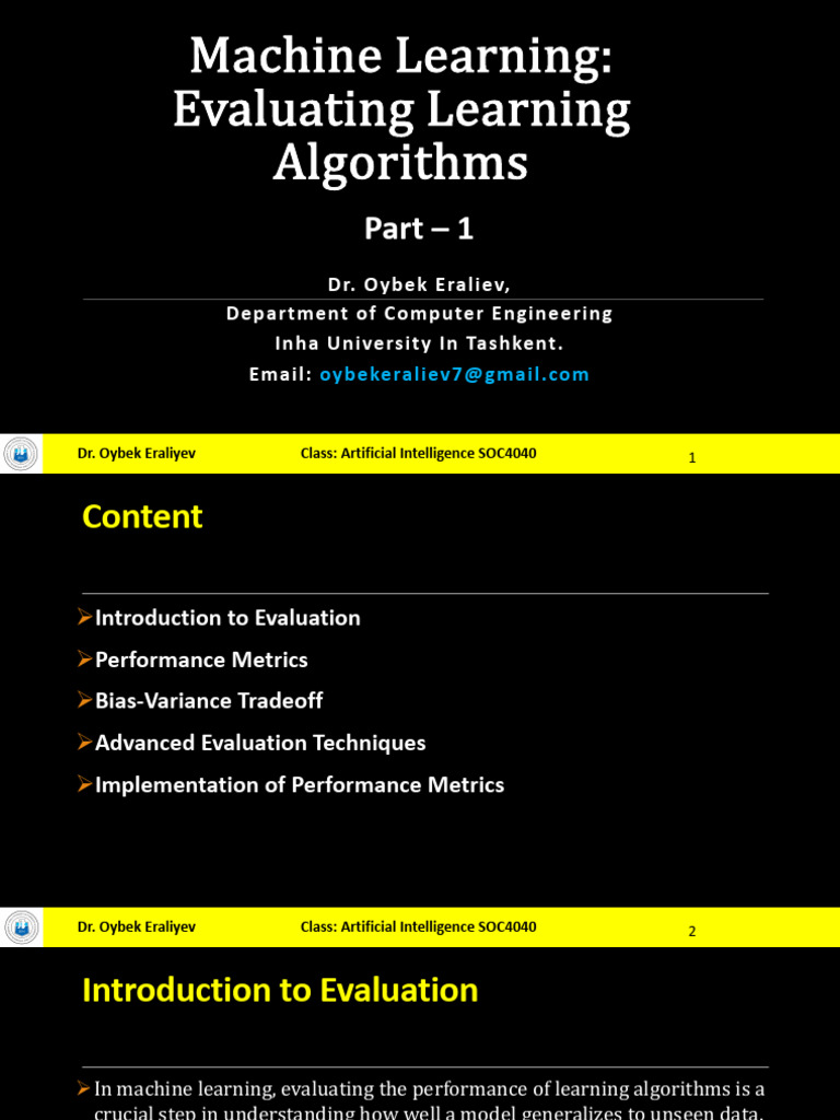 7.1. Machine Learning Evaluating Learning Algorithms | PDF | Mean Squared Error | Errors And ...