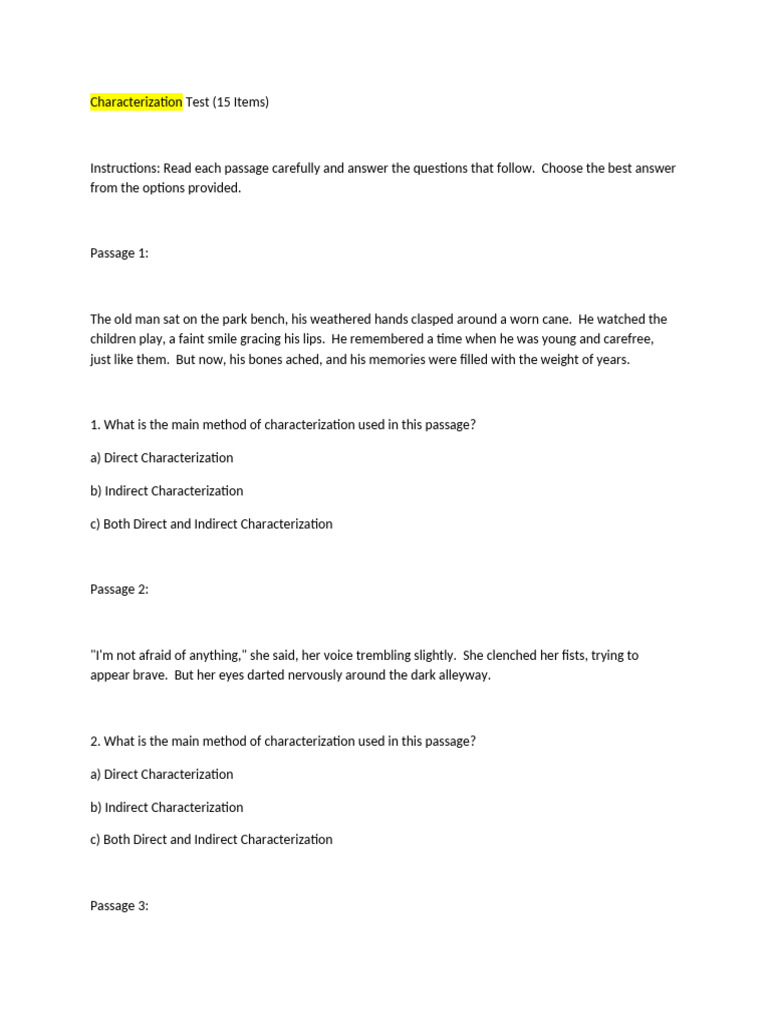 Characterization Methods in Literature | PDF | Narration | Plot (Narrative)