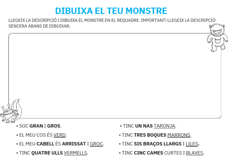 Ficha de Actividad Dibuja A Mi Monstruo PDF | PDF