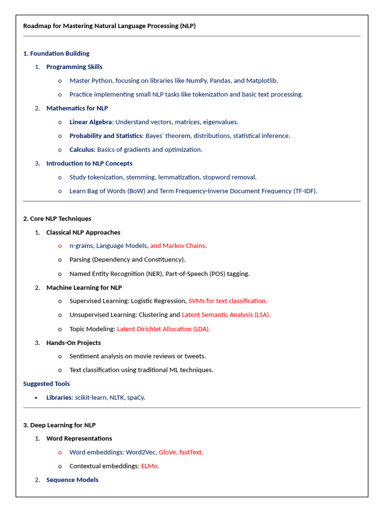 Roadmap for Mastering Natural Language Processing | PDF | Computational ... Roadmap for Mastering Natural Language Processing | PDF | Computational ...