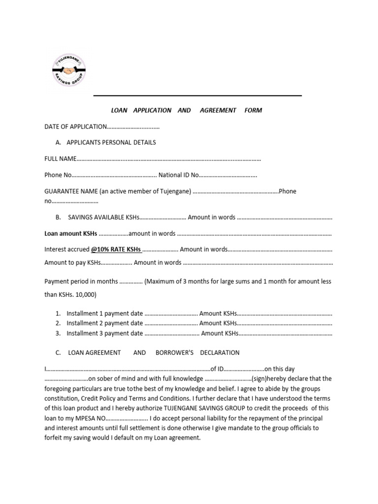 Loan Application Form Pdf