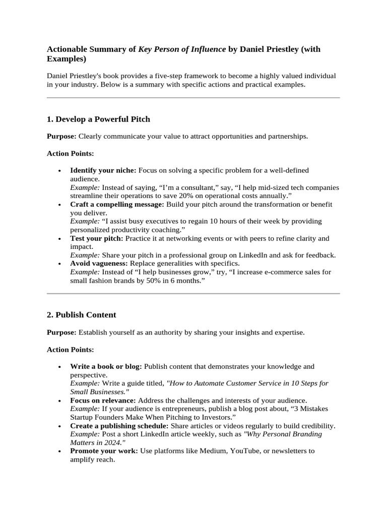 Key Person of Influence Actionable Summary | PDF | Linked In | Startup ...