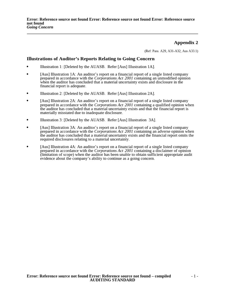 ASA_570_templates | PDF | Auditor's Report | Going Concern