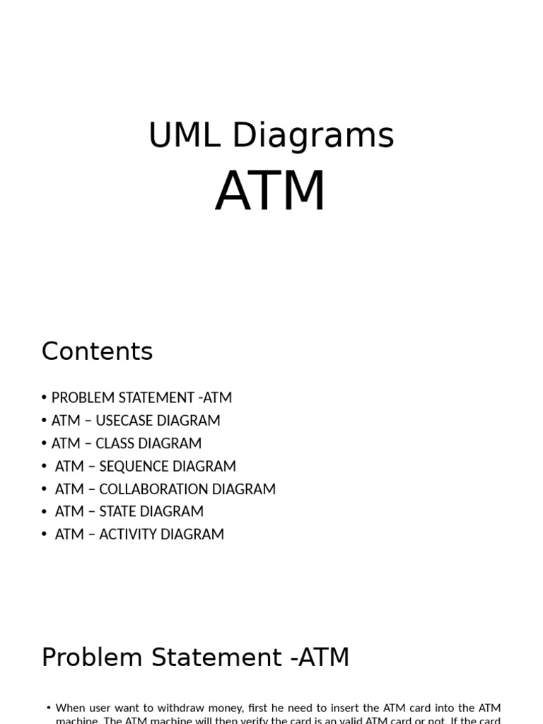 UML Diagrams -ATM | PDF | Use Case | Automated Teller Machine