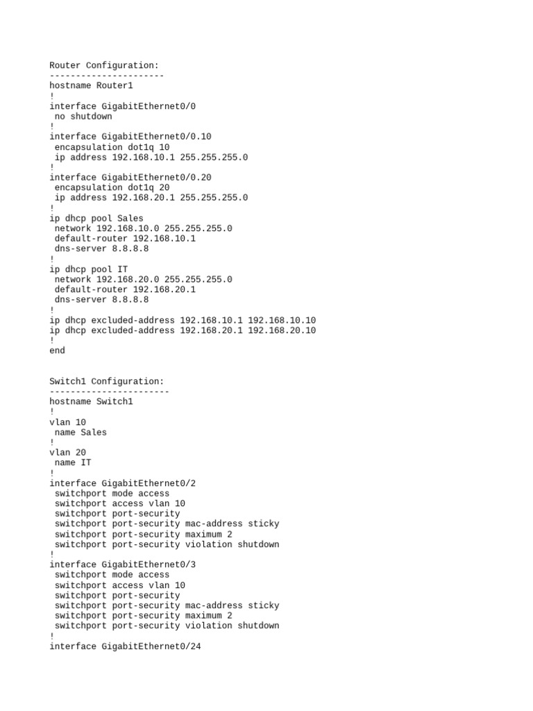 Router and Switch Configuration Guide | PDF