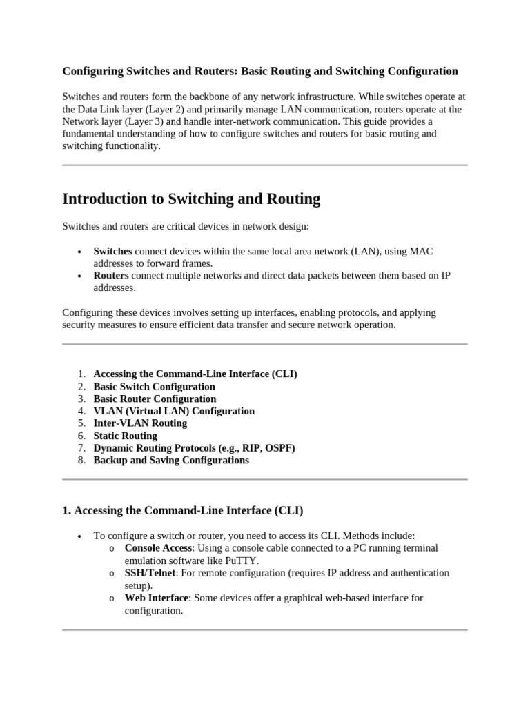 Configuring Switches and Routers | PDF | Computer Network | Router (Computing)
