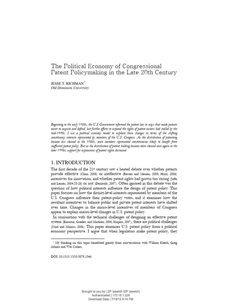 Richman Reviewof Lawand Economics Patents | PDF | Patent | United ...