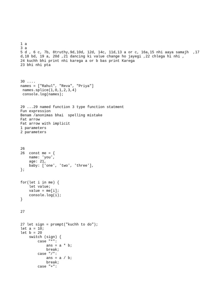 JavaScript Code Snippets and Concepts | PDF