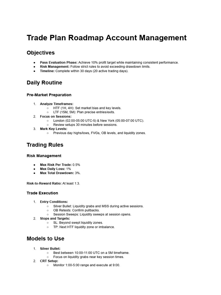 Trade Plan Roadmap Account Management | PDF
