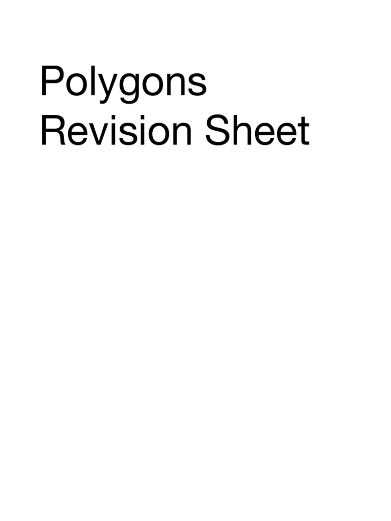 Polygons Revision Sheet | PDF