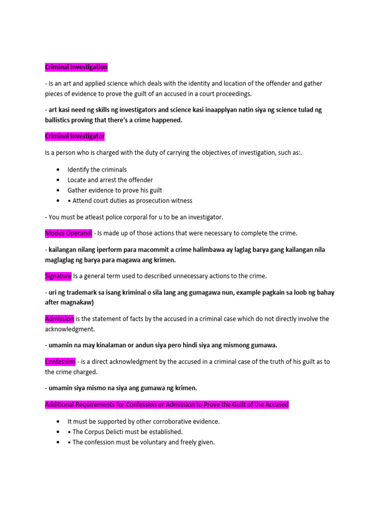 Criminal Investigation Procedures Overview | PDF | Crime Scene ...