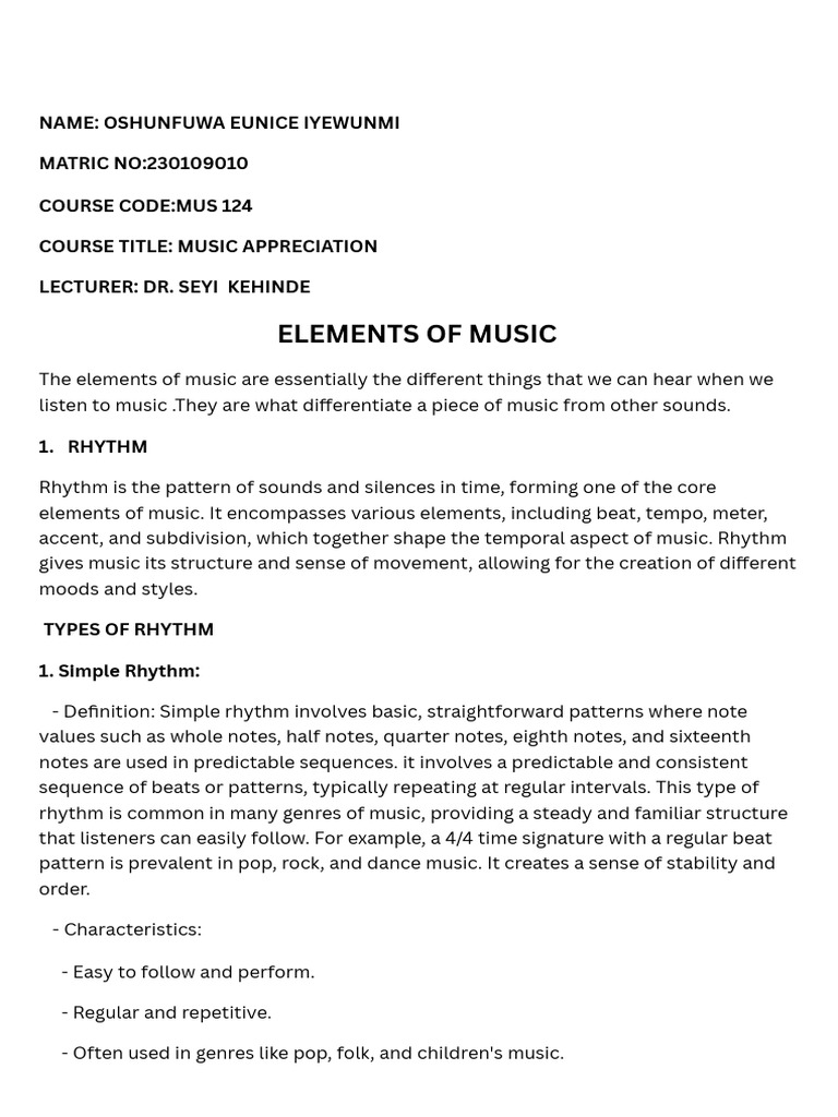 Music Assignment | PDF | Tempo | Harmony