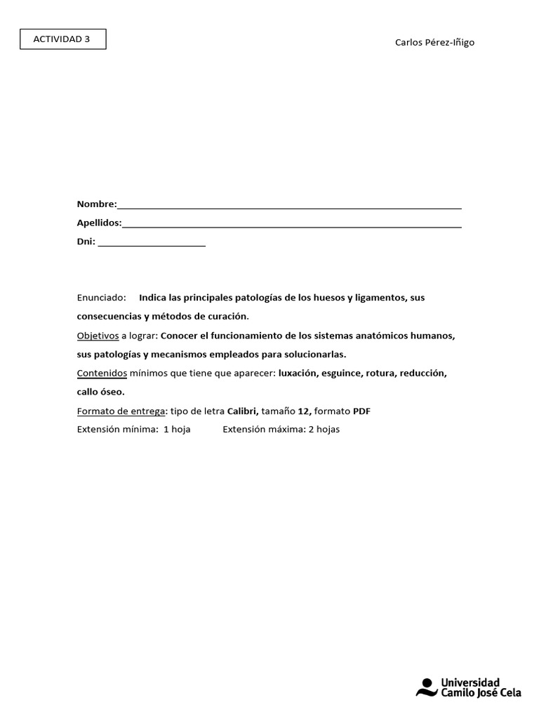 Actividad 3. Cuerpo Humano | PDF