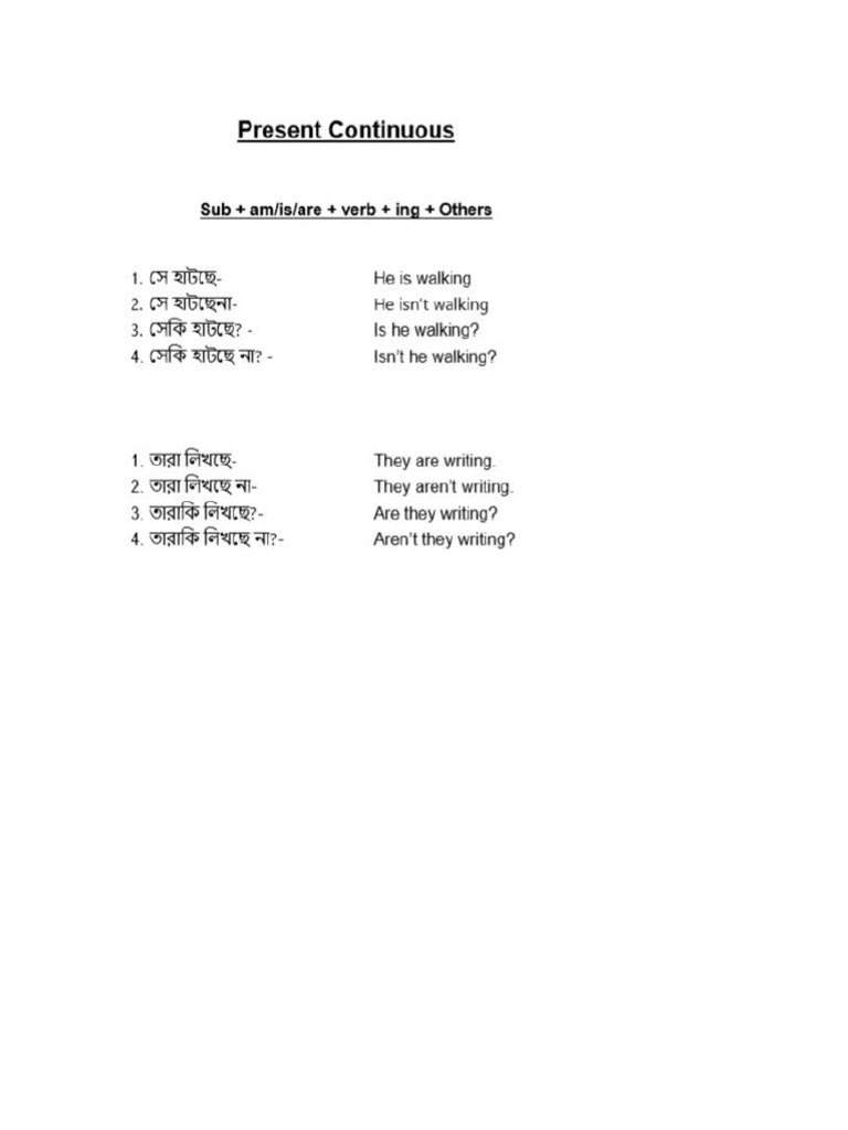 2. Present Continuous example | PDF