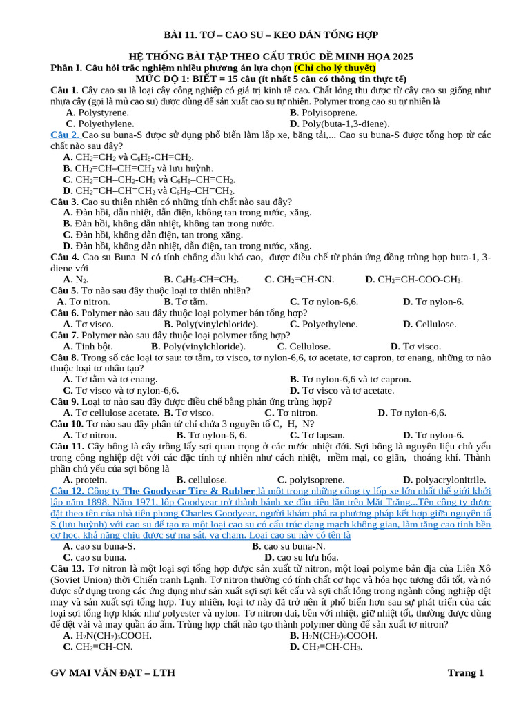 Bai 11. Tơ Cao Su Keo Dán T NG H P CTST HS | PDF