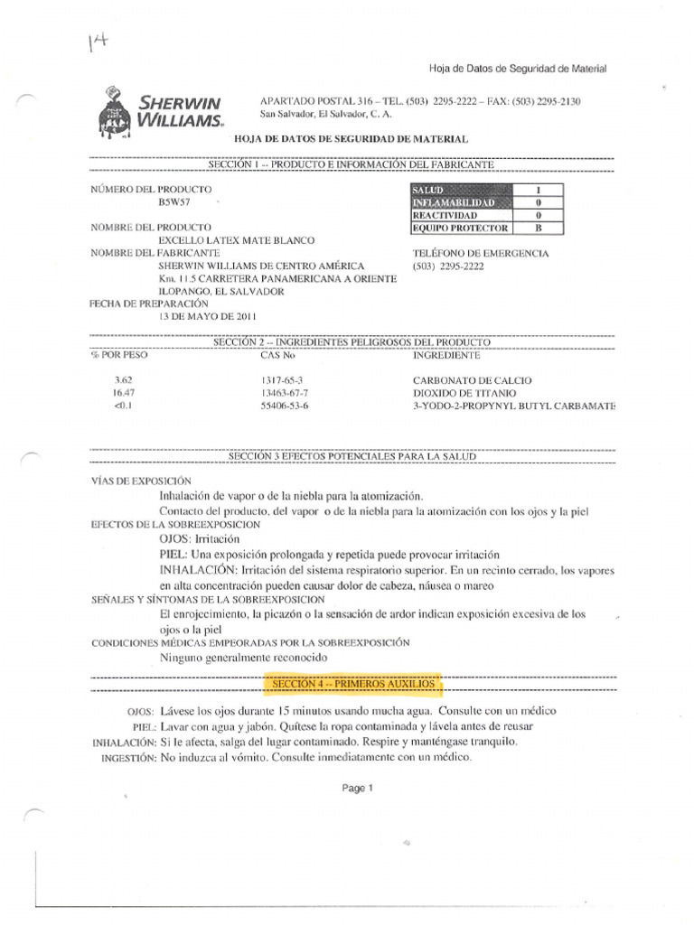 Excello Latex Mate (Pintura Sherwin Williams) | PDF