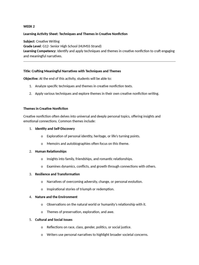 Learning Activity Sheet WEEK 2 | PDF