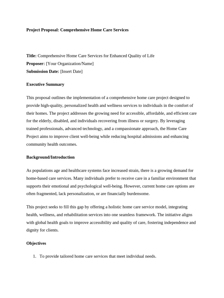 Project Proposal | PDF | Health Care | Caregiver