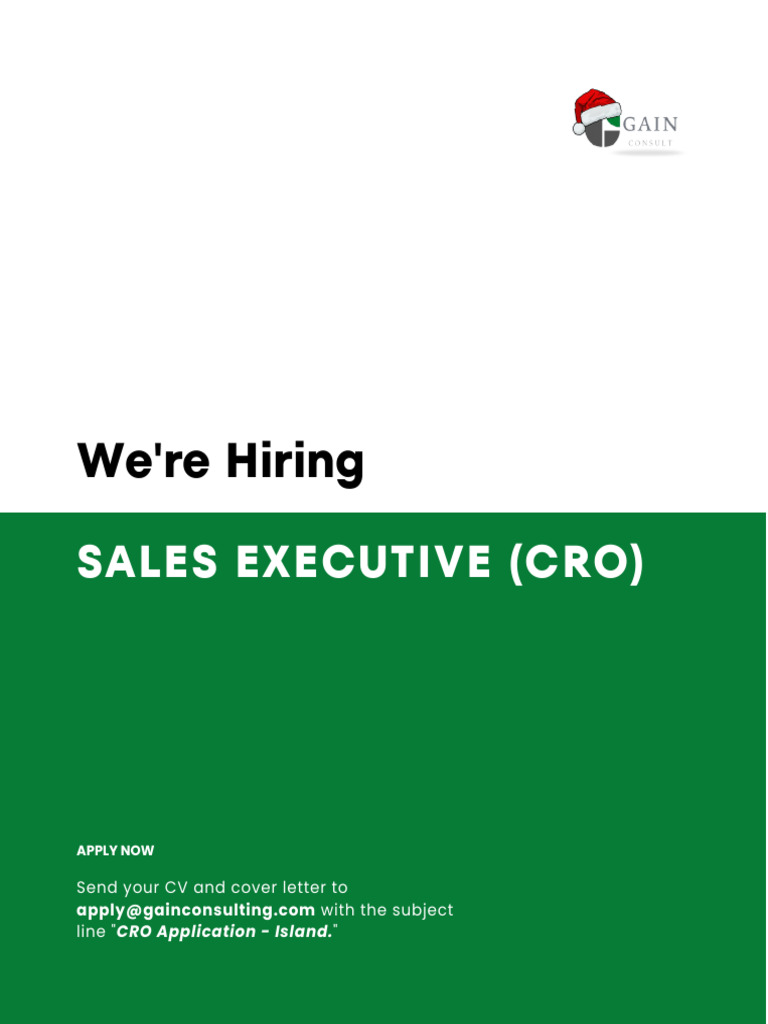 Send Your CV and Cover Letter To Apply@Gainconsulting - Com With The ...