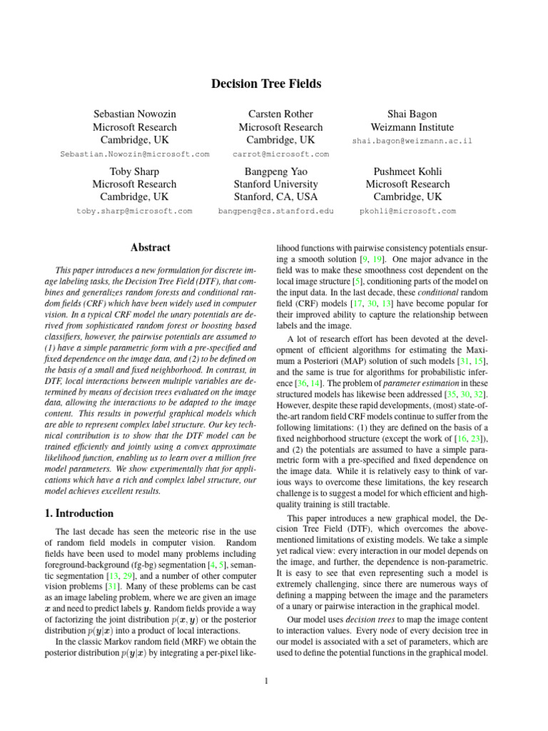 Decision Tree Fields | PDF | Image Segmentation | Function (Mathematics)