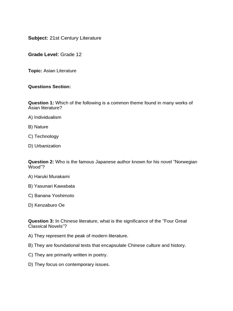 Quiz - 21st Century Literature | PDF | Narration | Narrative