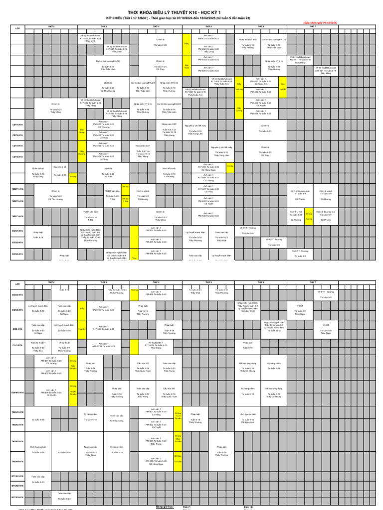 Tkb k16 Ky 1 01-10-2024 Kíp Chiều | PDF