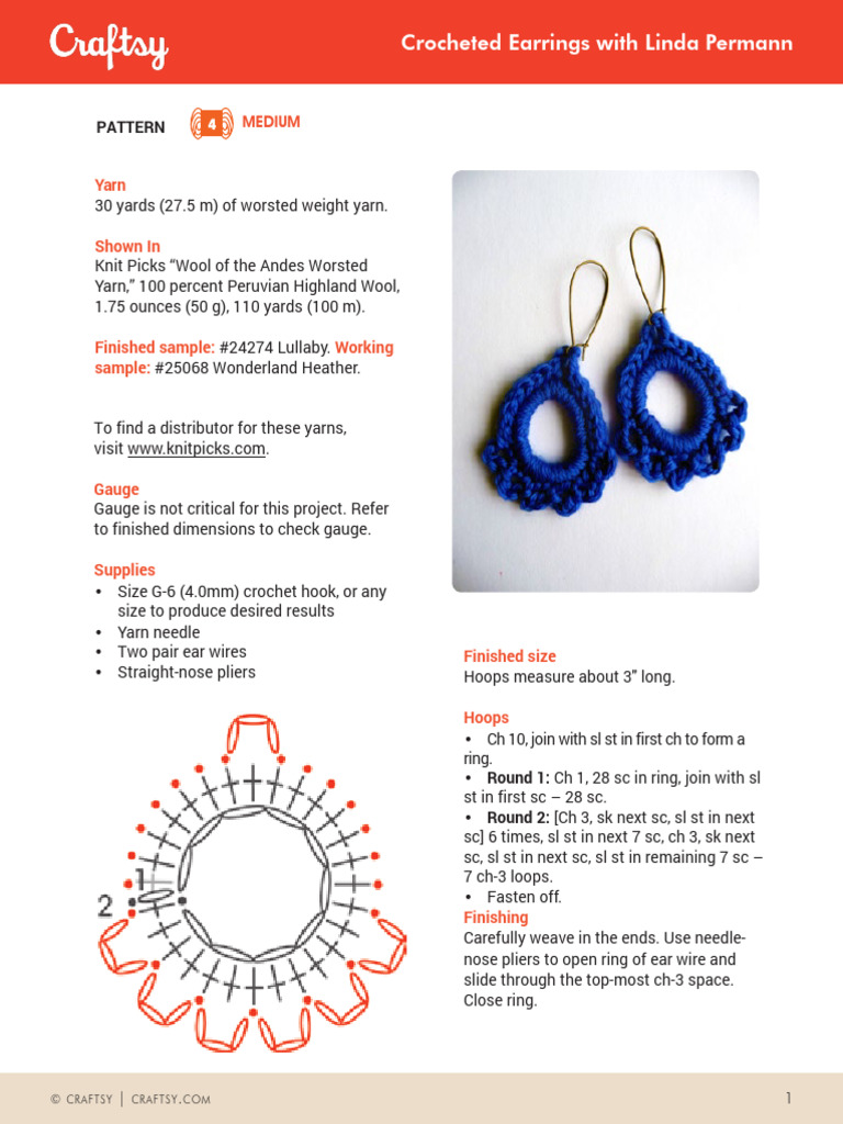 22 Clip Crocheted Earrings Permann Craftsy v1 | PDF | Crochet | Yarn