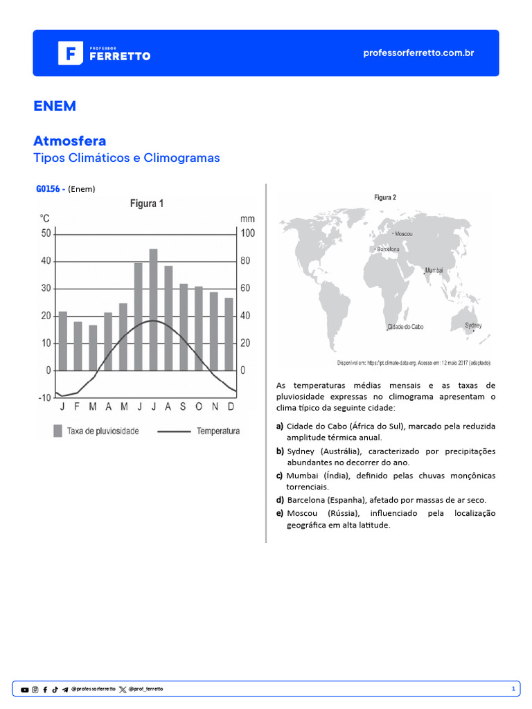 Tipos Climáticos e Climogramas no ENEM | PDF