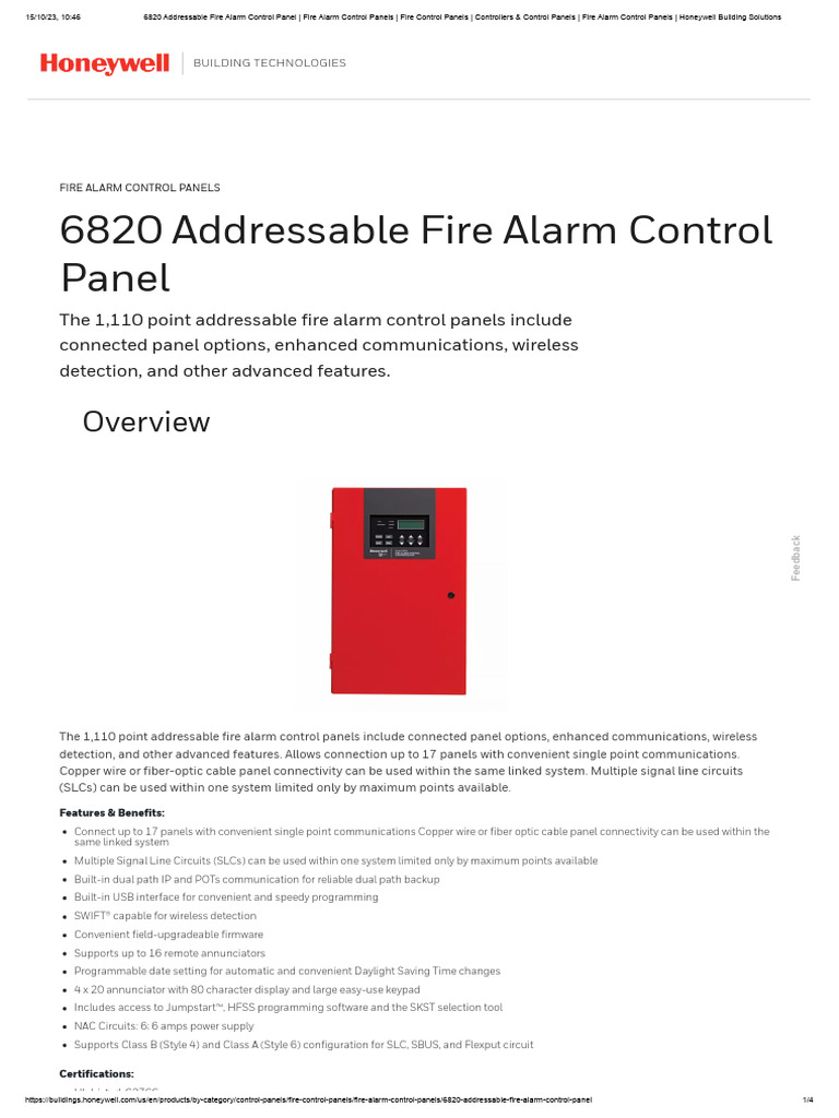 Fire Alarm Control Panels - Honeywell Building Solutions | PDF ...