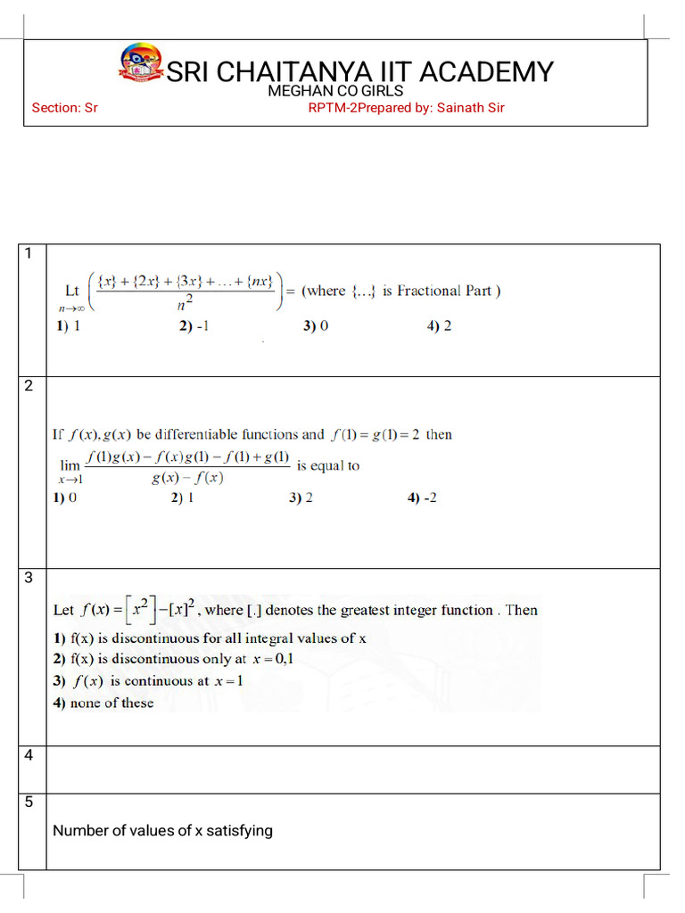 Friday Exam Maths RPTM-02 | PDF