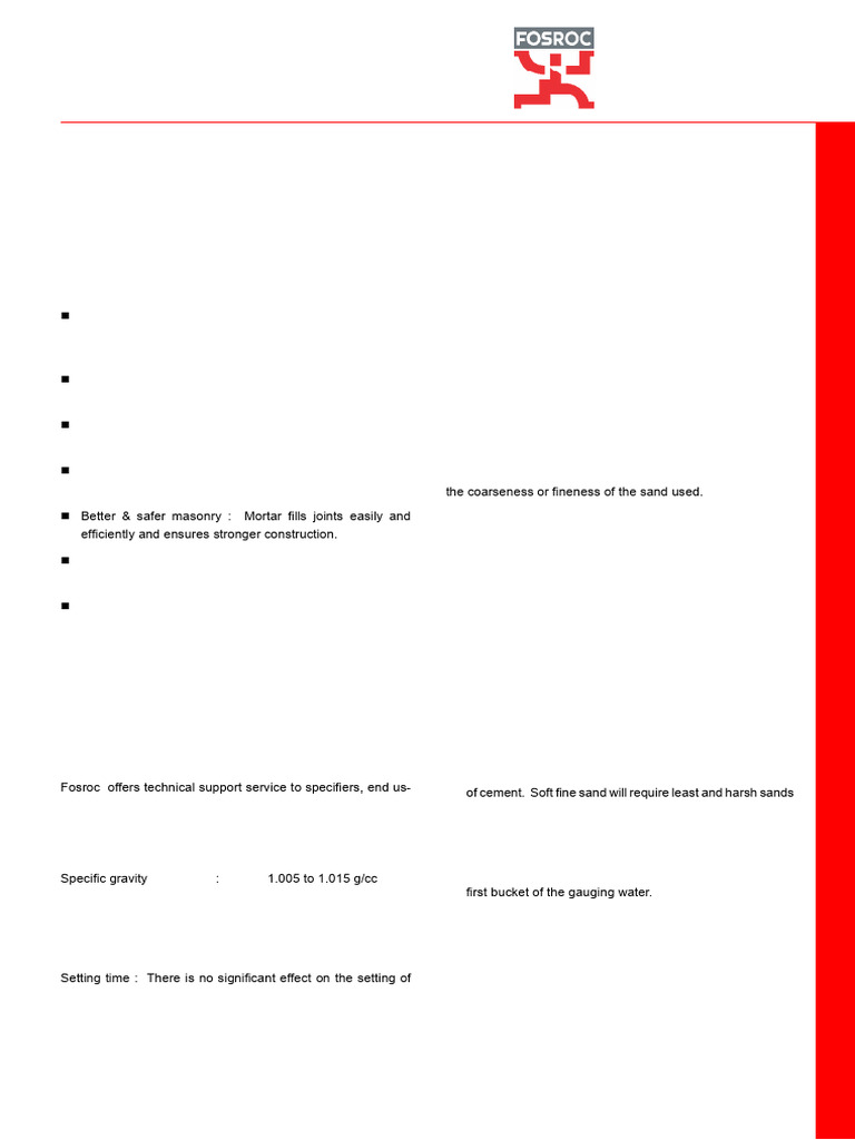 Mortar Plasticiser for Builders | PDF | Mortar (Masonry) | Cement