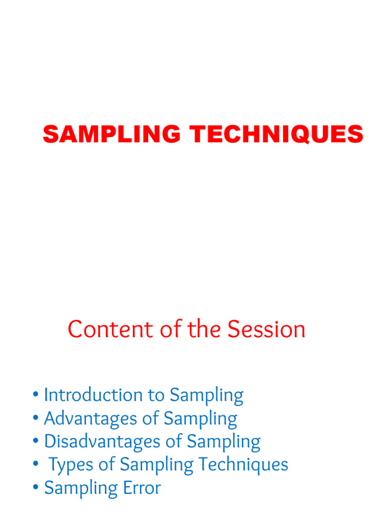 Sampling Techniques Autosaved .Pptx | PDF | Sampling (Statistics) | Sample Size Determination