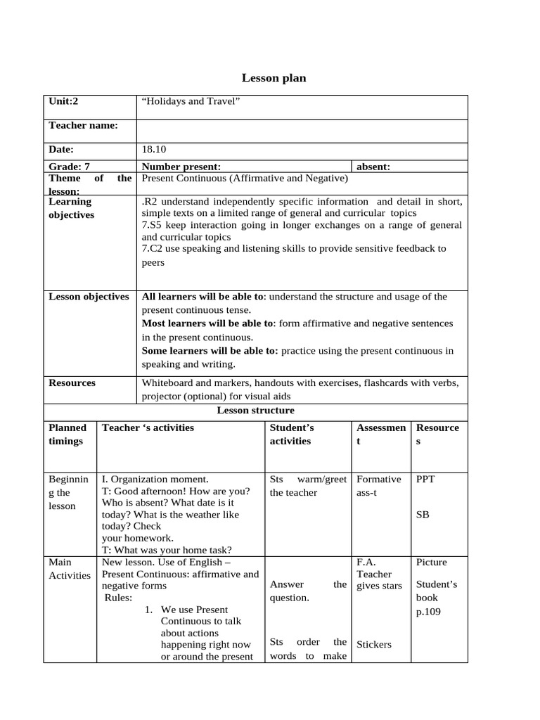 lesson plan 4 | PDF | Educational Assessment | Lesson Plan