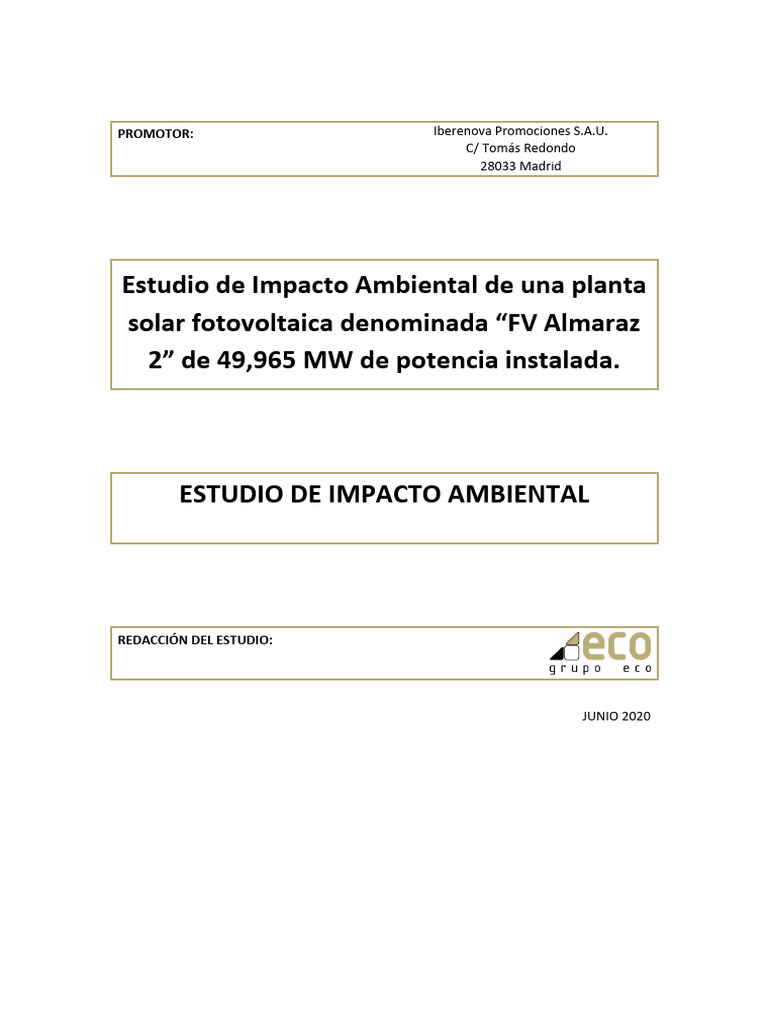 Estudio Impacto ambiental | PDF | Residuos | Evaluación de impacto ...