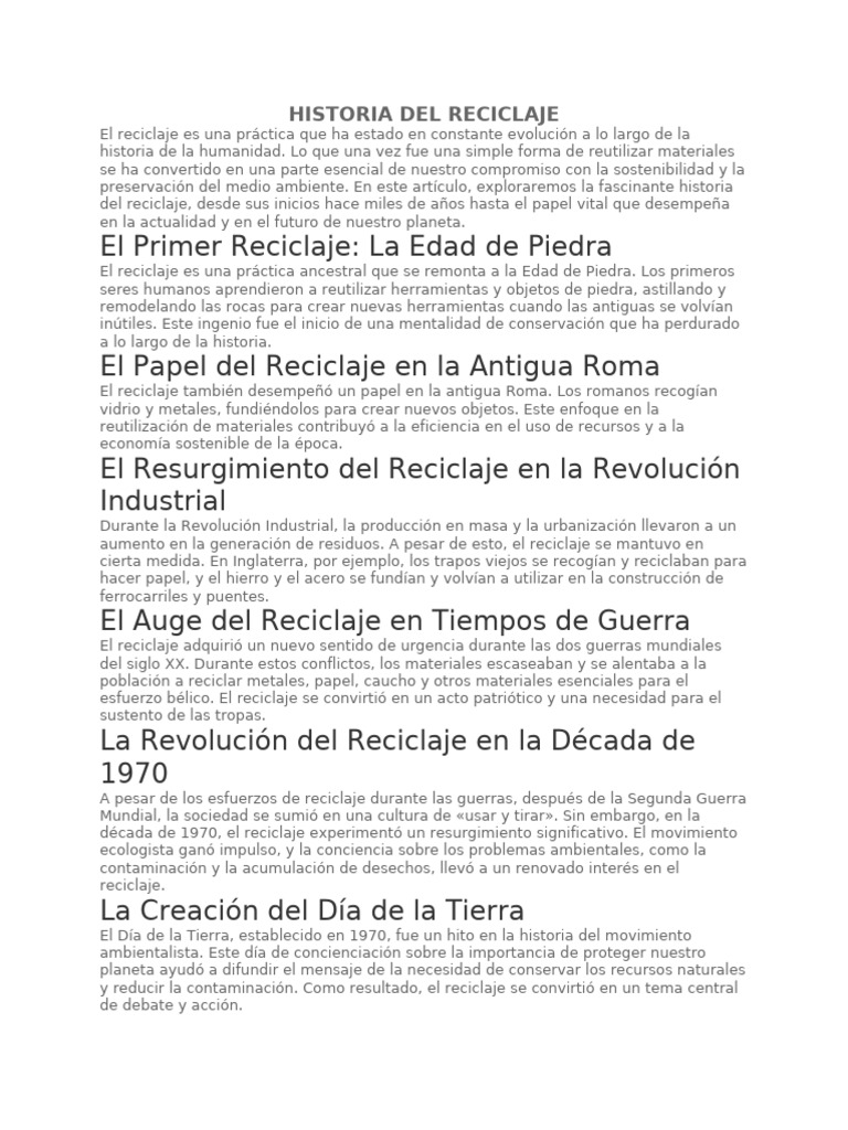 Evolución del Reciclaje Humano | PDF | Residuos | Reciclaje