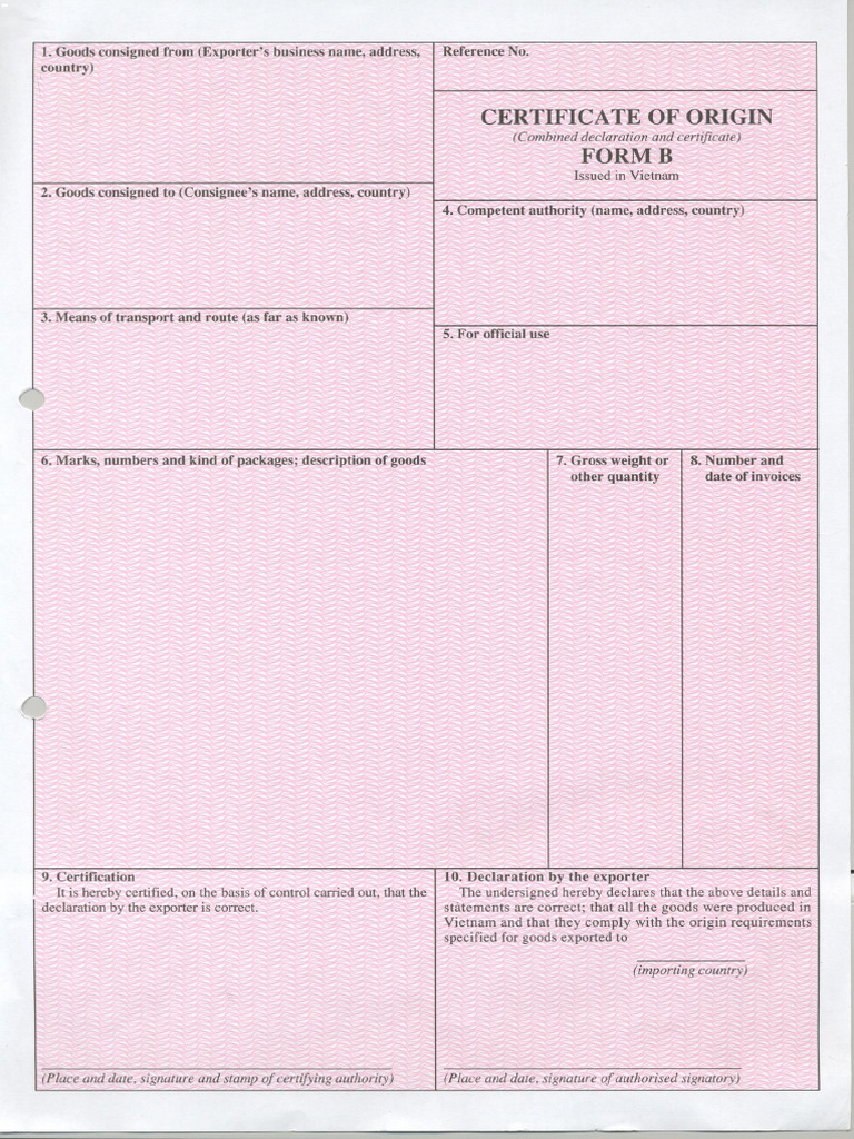 Cer of Origin FORM - B - en | PDF