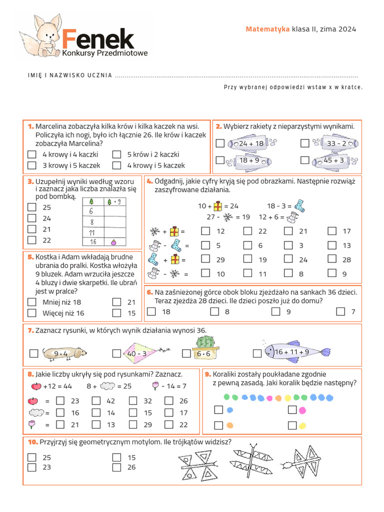 Fenek Klasa II Zima 2024 | PDF