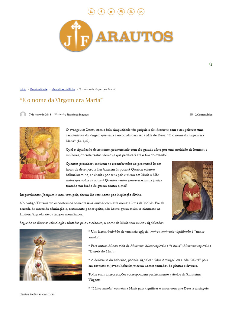 Significado do Nome Maria na Bíblia | PDF | Maria, mãe de Jesus | Amor