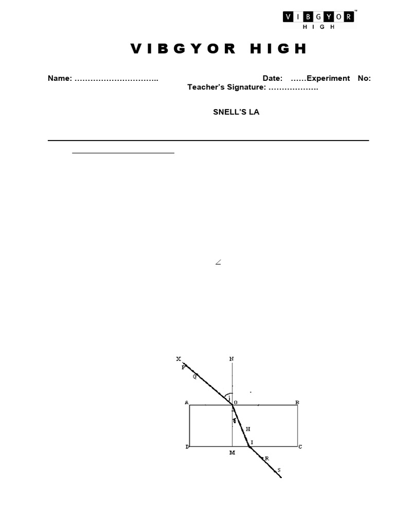 Snell's Law Lab for Grade 10 | PDF | Refraction | Electromagnetic Spectrum